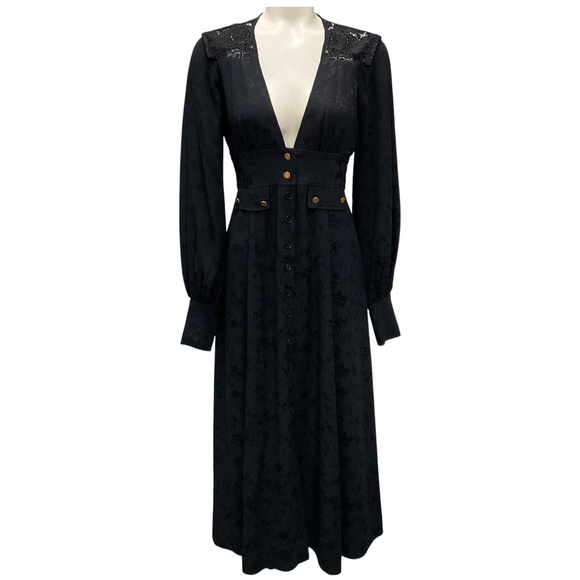 Mayle | Dresses | Maison Mayle Black Nerina Gathered Guipure Lace ...